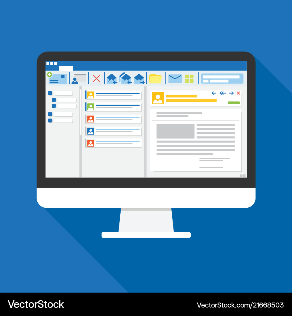 Email client software on computer screen flat Vector Image