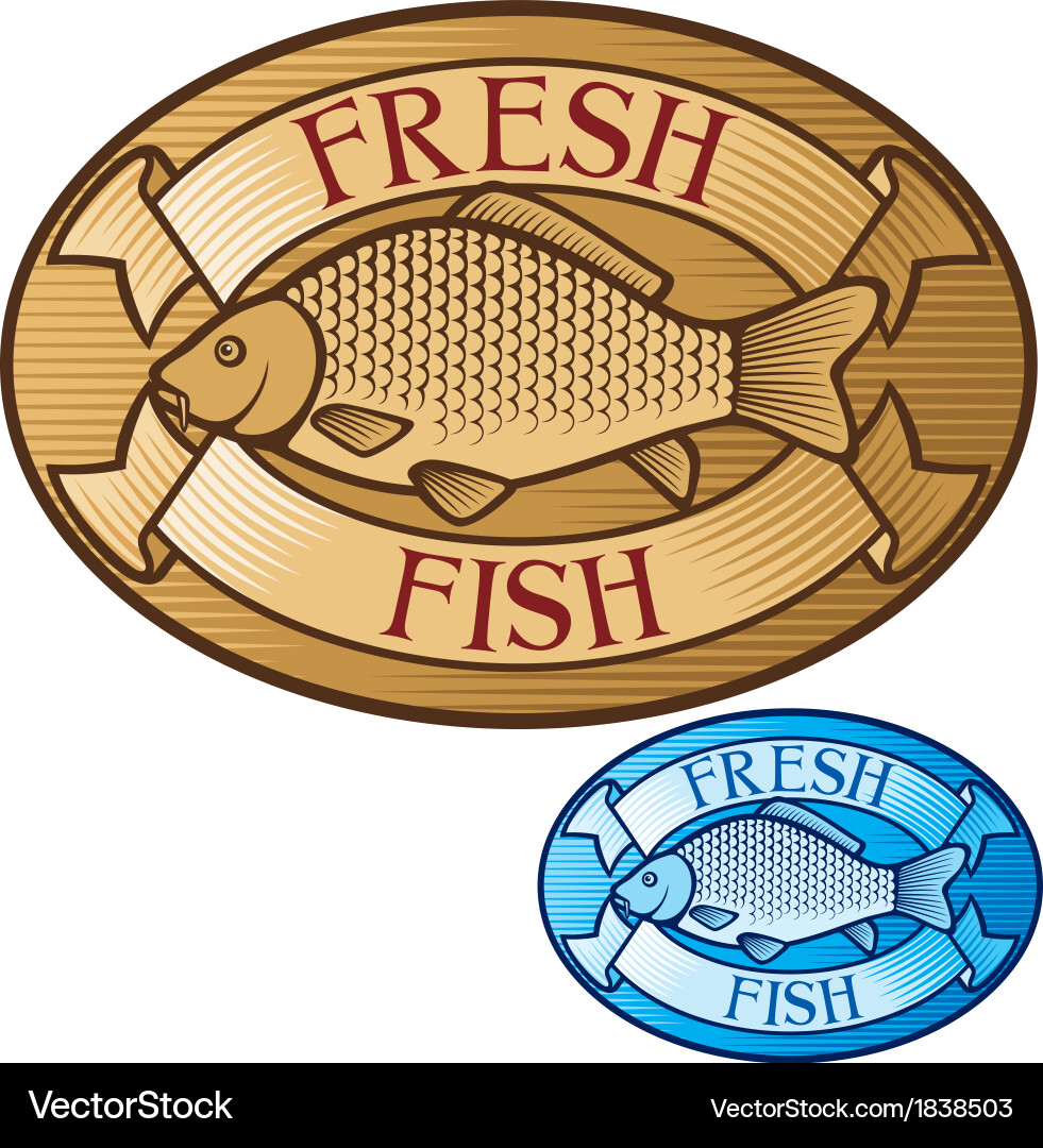 Fresh fish label Royalty Free Vector Image - VectorStock