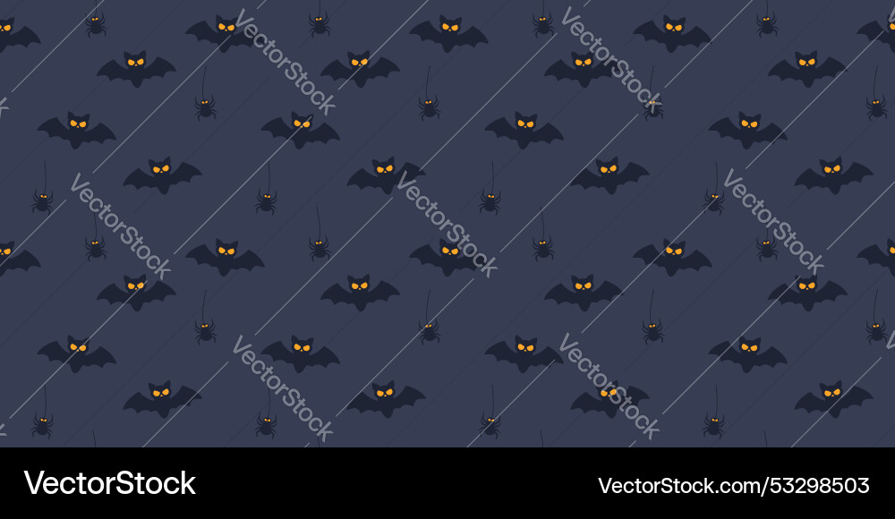 Halloween seamless pattern dark blue background Vector Image