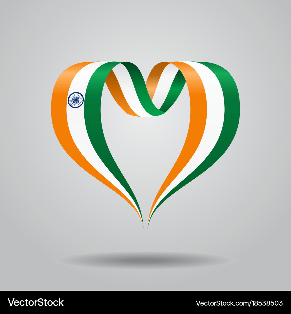 Indian flag heart-shaped ribbon Royalty Free Vector Image