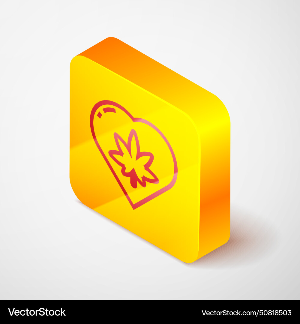 Isometric line marijuana leaf in heart shape icon Vector Image