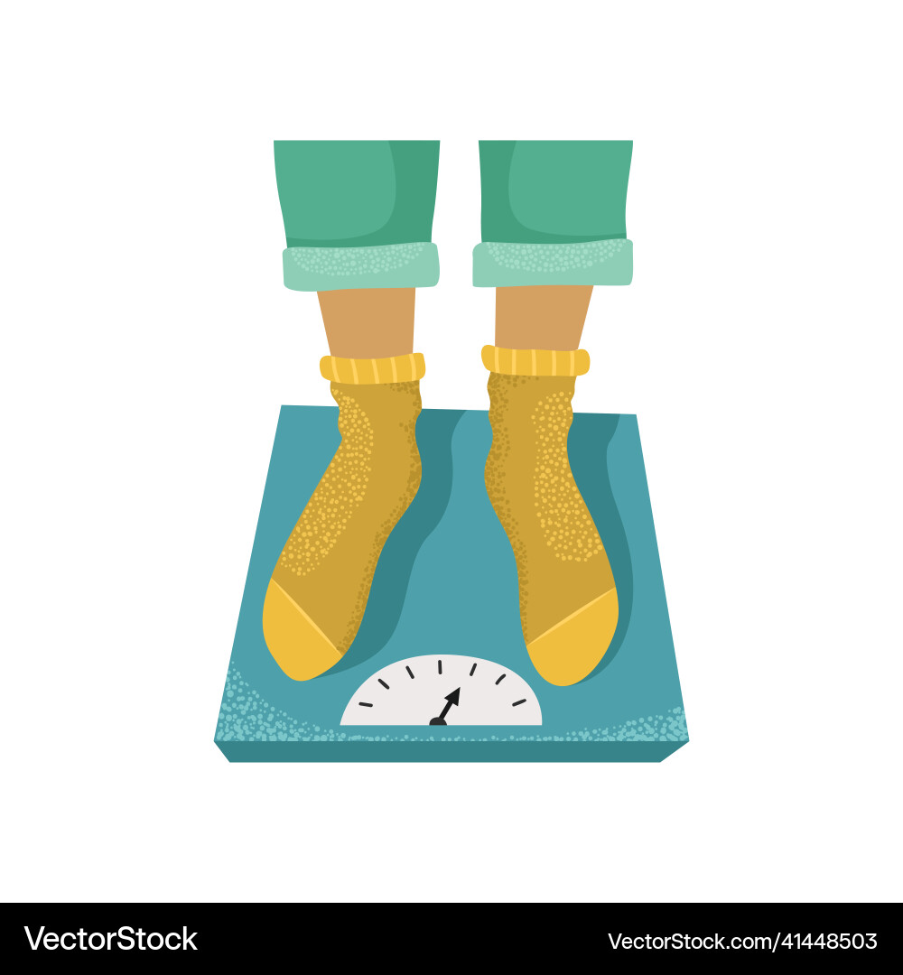 Man on Scale - Weight Measurement Royalty Free Vector Image