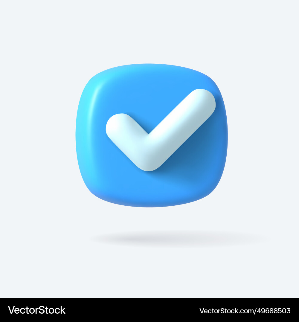 Render 3d of right check mark box blue Royalty Free Vector