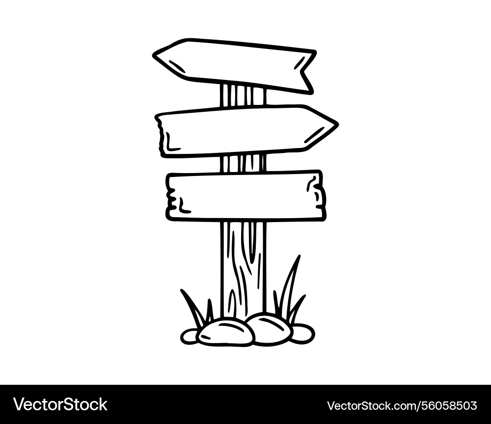 Road signpost doodle hand drawn icon outline Vector Image