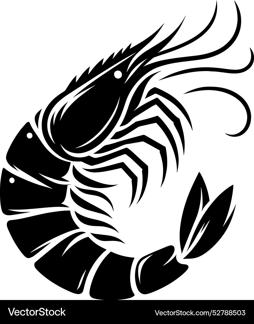 Shrimp silhouette isolated on white background Vector Image