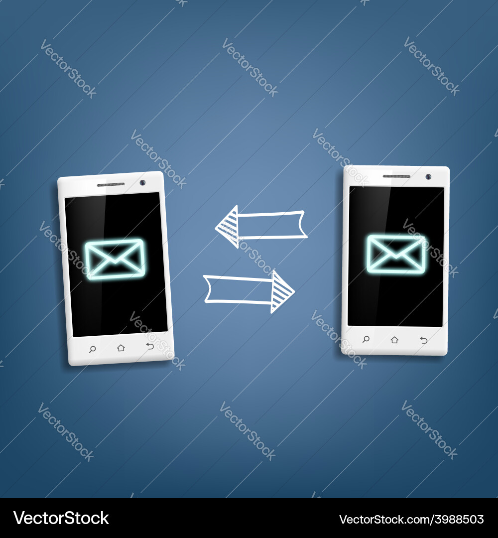 Transmission of messages between phones Royalty Free Vector