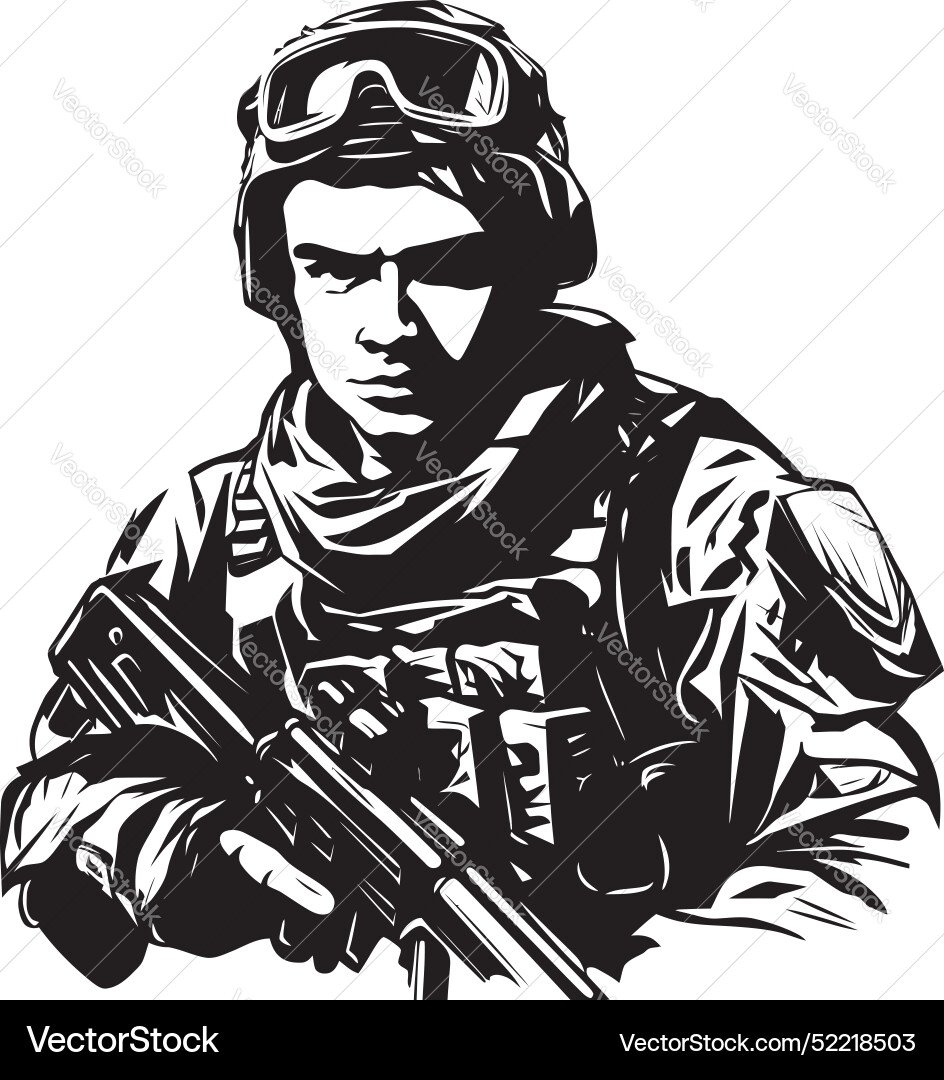Warrior whispers tactical combat soldier emblem Vector Image