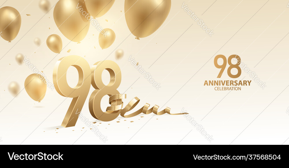 98th anniversary celebration background Royalty Free Vector