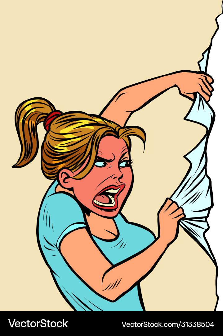 Angry Woman Ripping Paper Royalty Free Vector Image