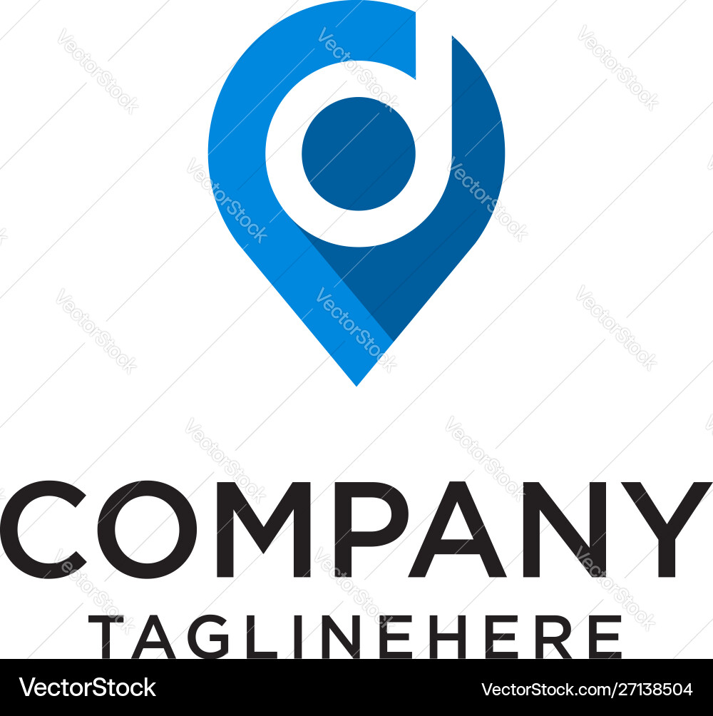 Letter d with map pointer logo design concept Vector Image