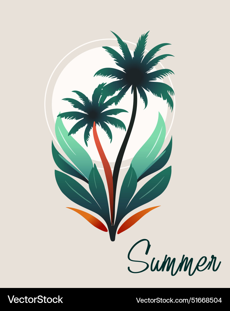 Postcard with palm trees Royalty Free Vector Image