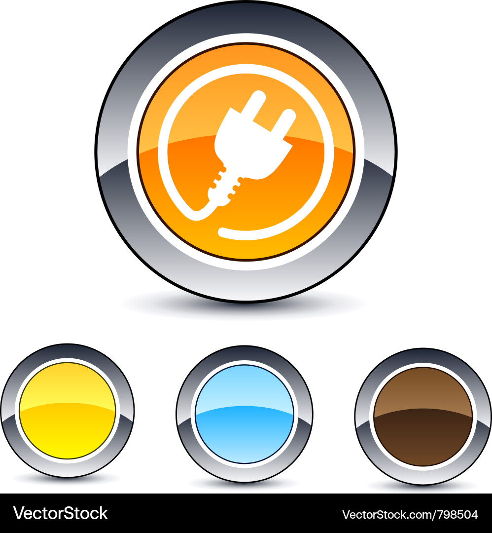 Power plug round button Royalty Free Vector Image