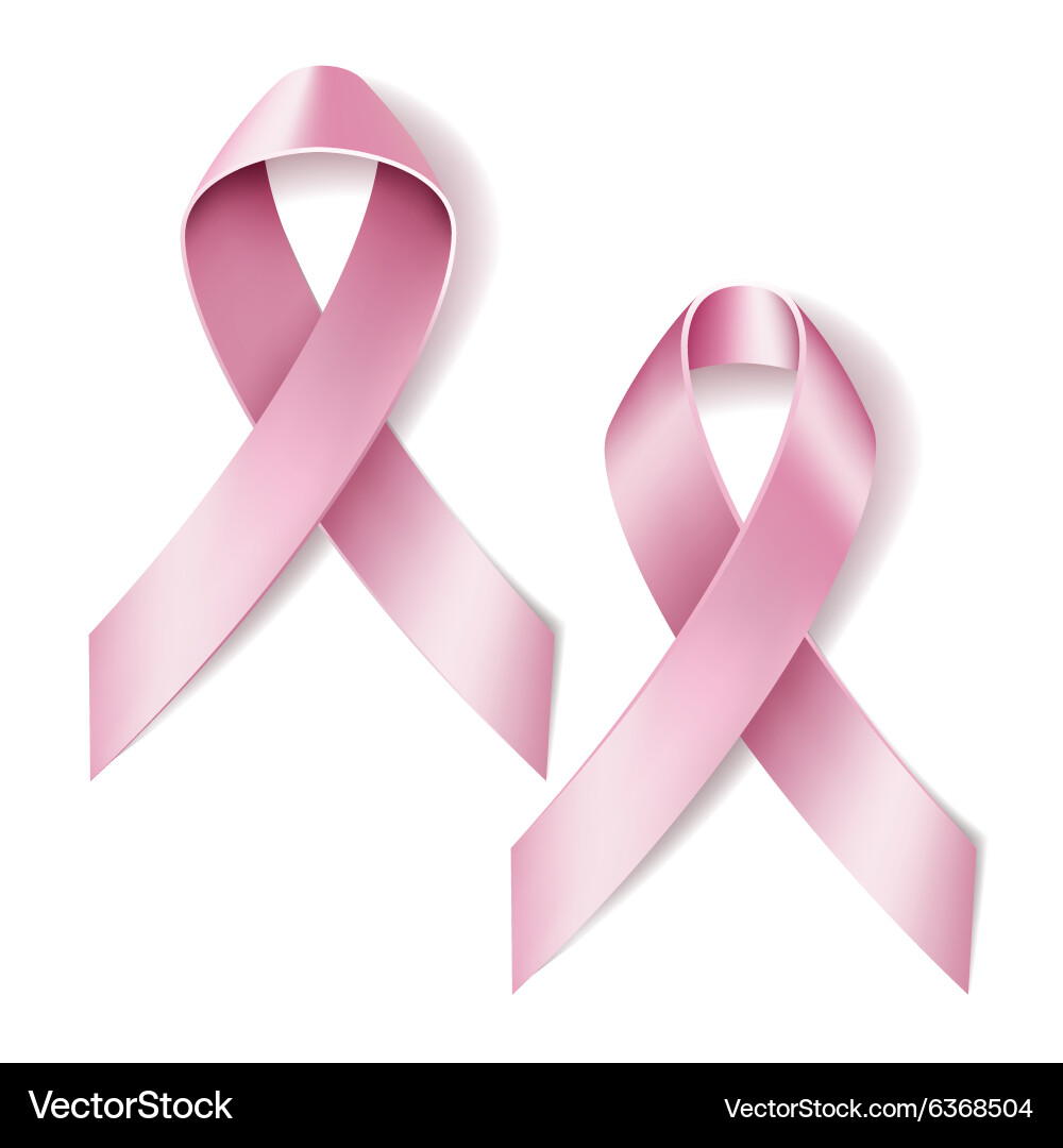 Realistic pink ribbon isolated on white Royalty Free Vector