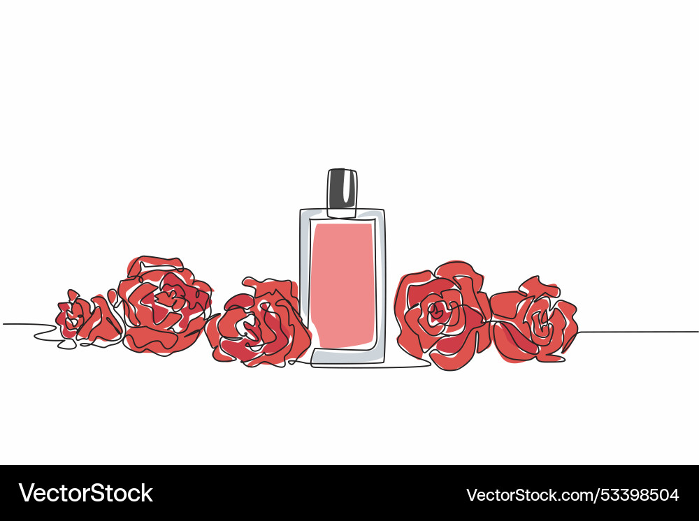 Single continuous line drawing perfume bottle Vector Image