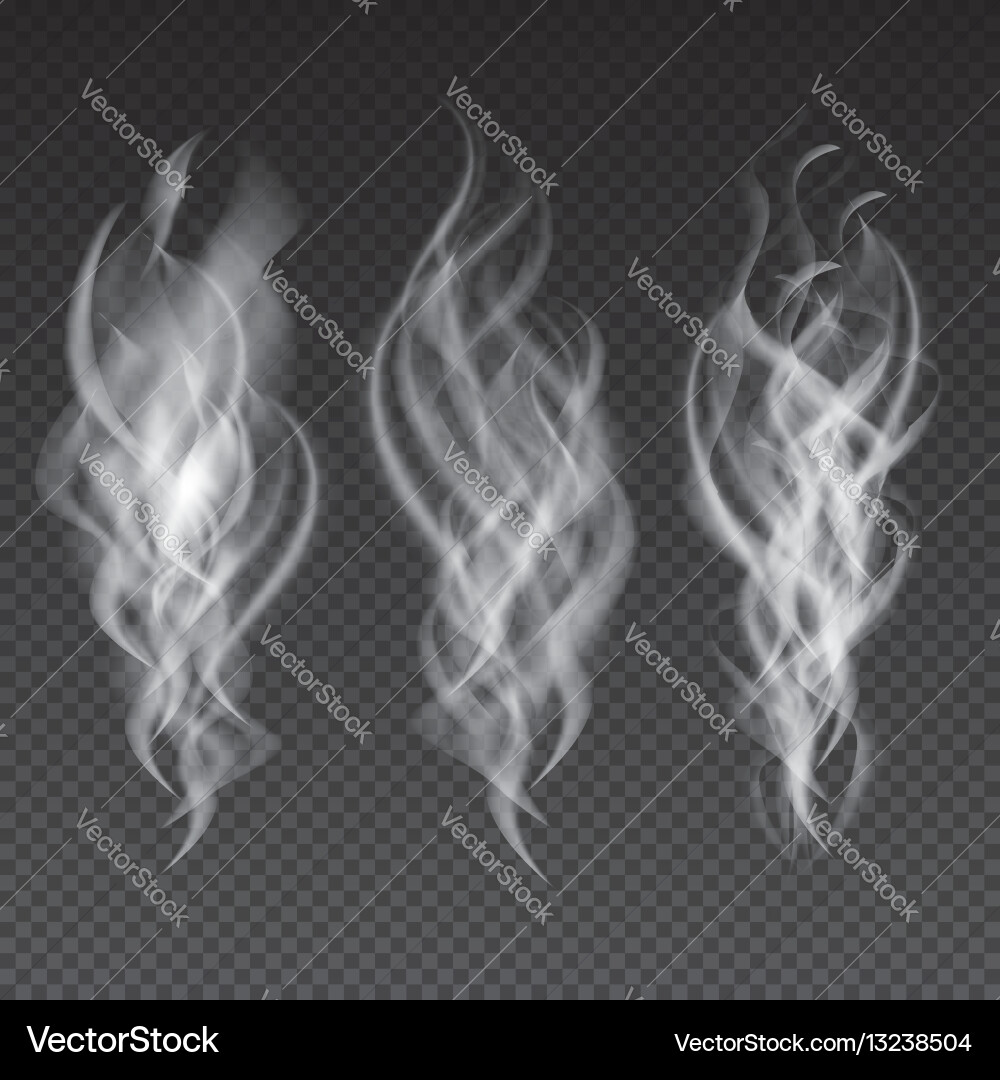 Smoke set isolated on transparent background Vector Image