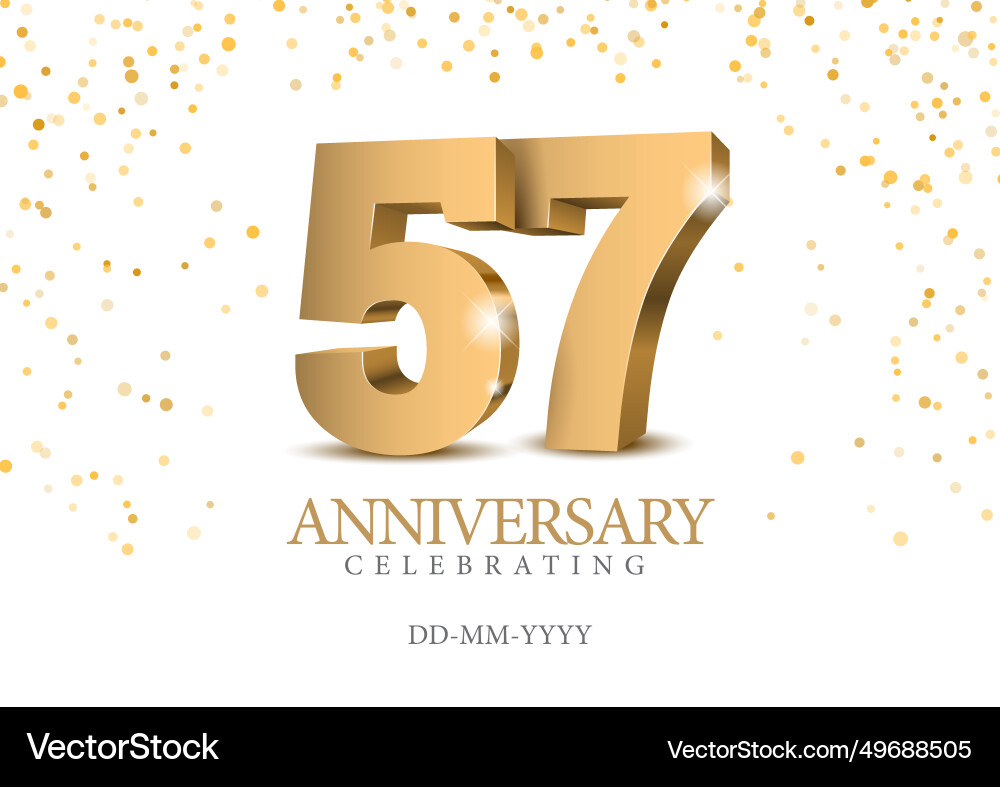 Anniversary 57 gold 3d numbers Royalty Free Vector Image