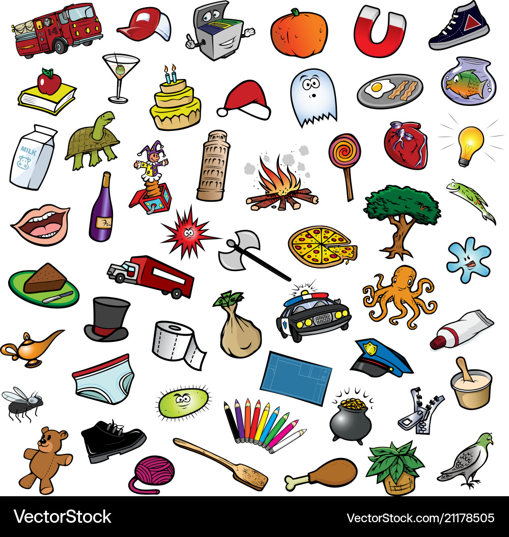 Colorful Object Collection Royalty Free Vector Image