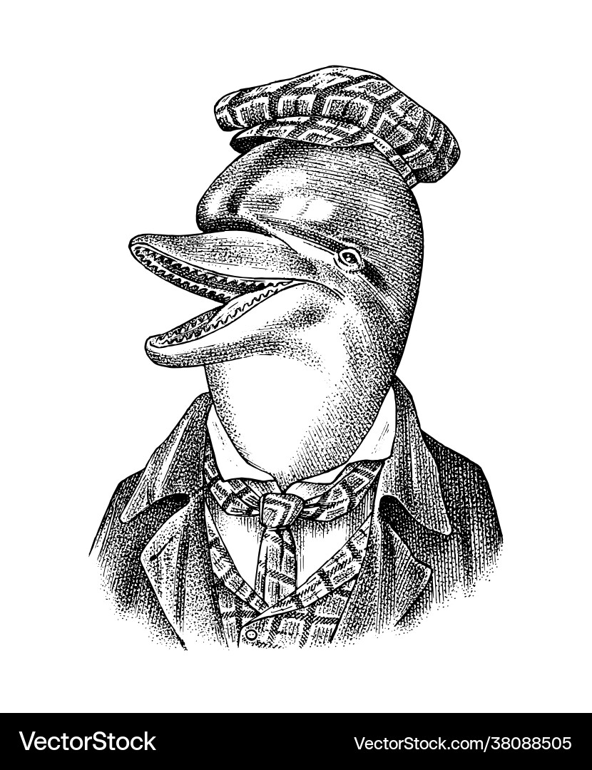 Dapper Dolphin Gentleman Royalty Free Vector Image