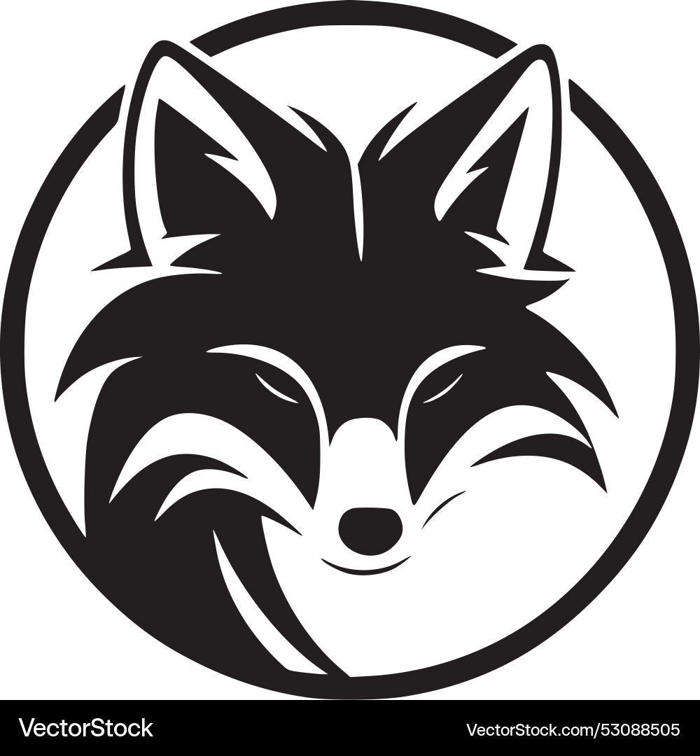 Fox - black and white Royalty Free Vector Image