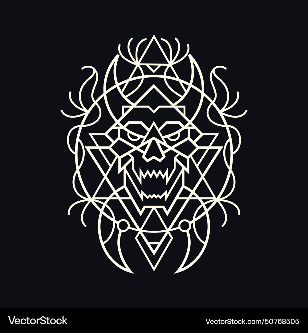 Geometry skull half moon Royalty Free Vector Image