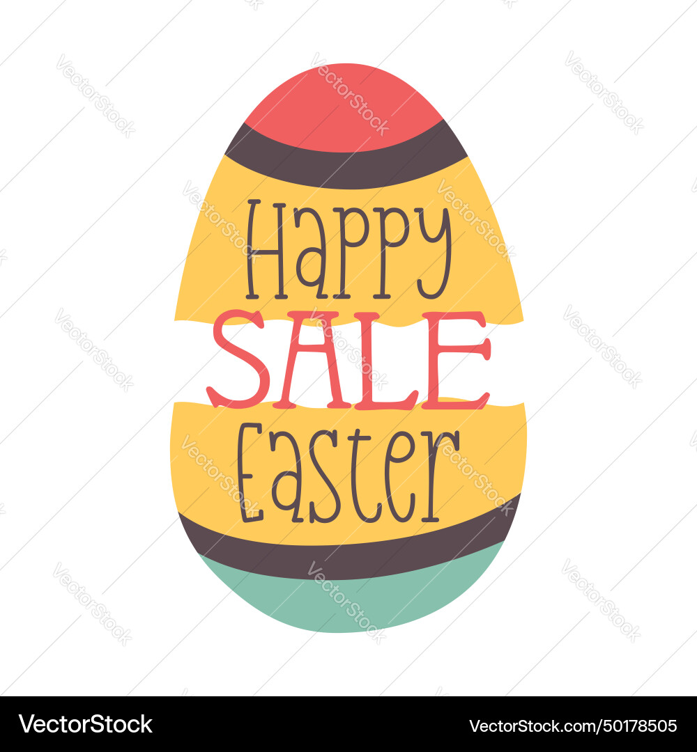 Happy easter sale egg design with text Royalty Free Vector