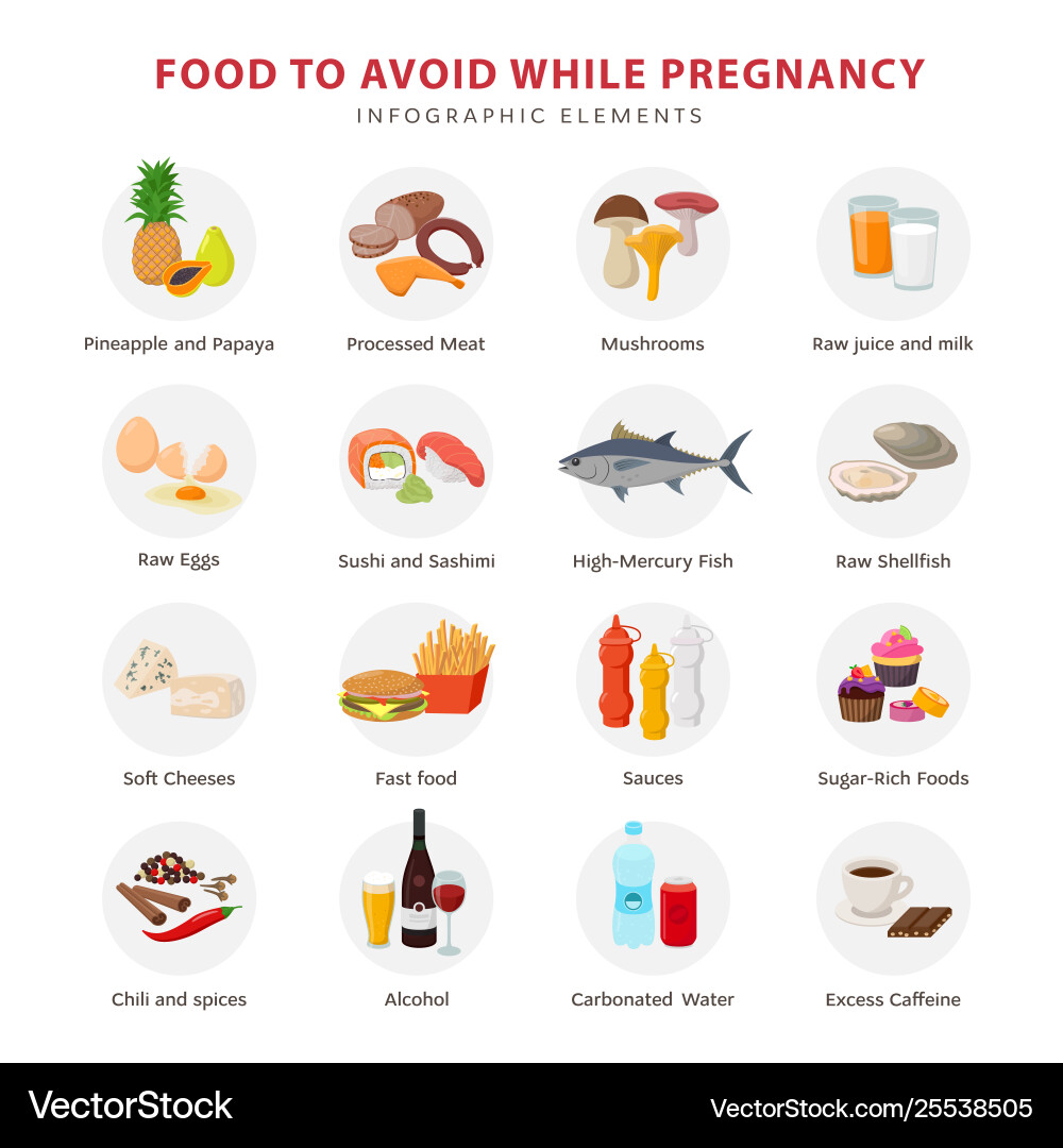 Large collection bad food that must be avoided Vector Image