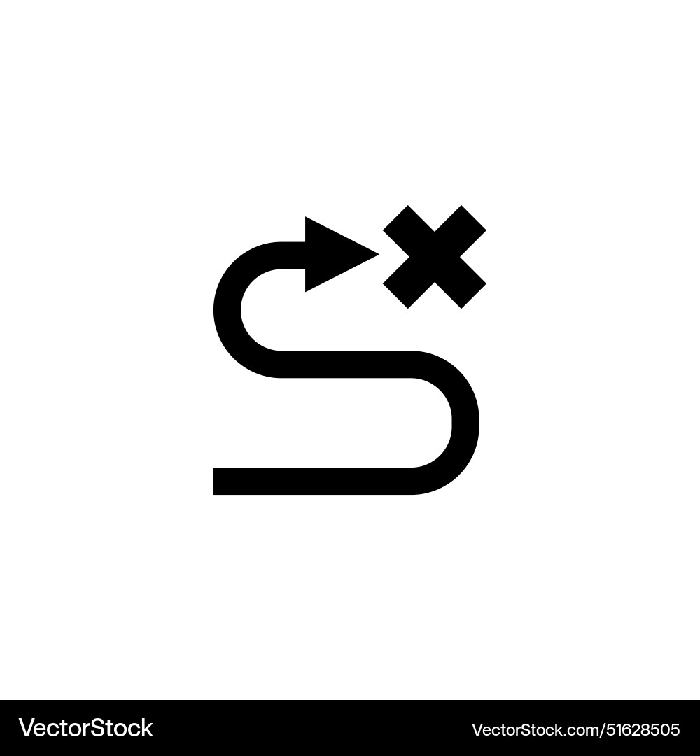 Modern abstract icon featuring an arrow and cross Vector Image