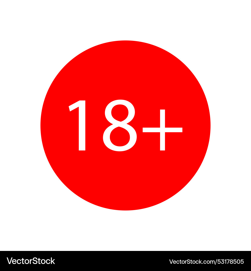 Red circle 18 plus sign forbidden Royalty Free Vector Image