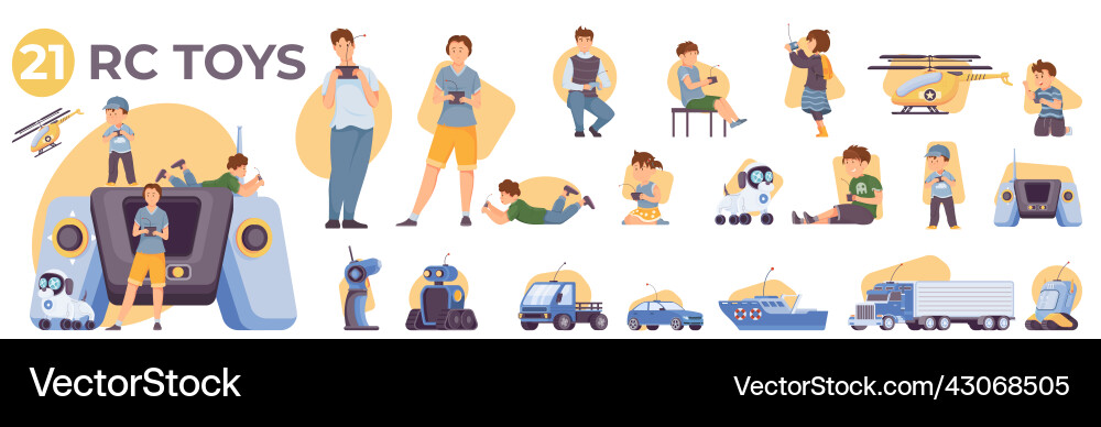 Remote controlled toys set Royalty Free Vector Image