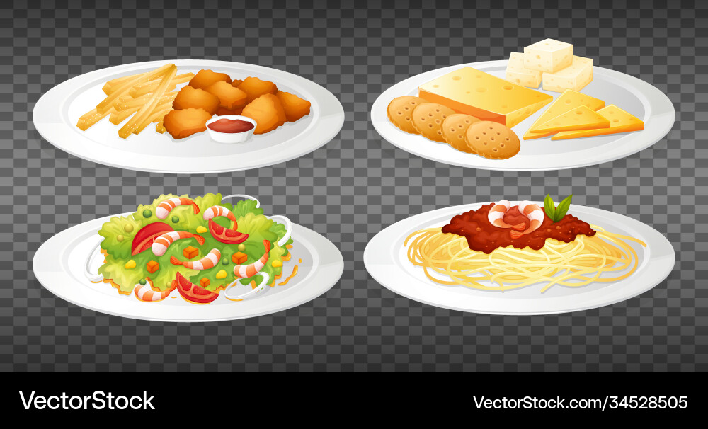 Set food on transparent background Royalty Free Vector Image