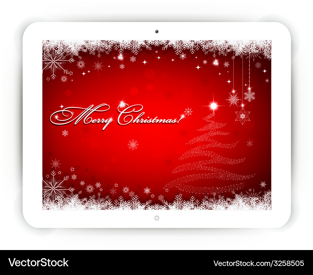 Tablet with christmas background Royalty Free Vector Image
