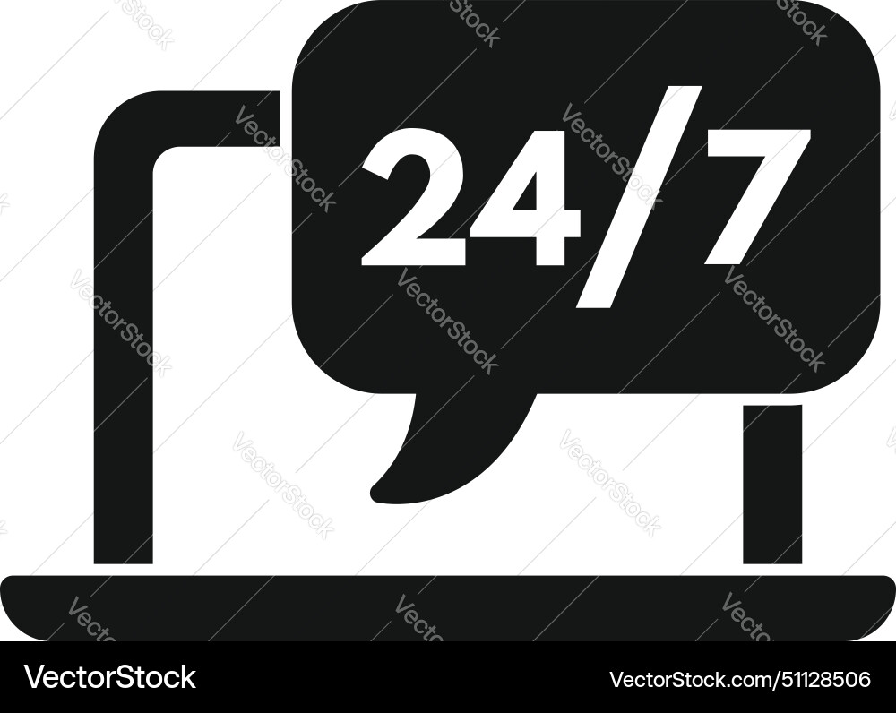 24 hours online support icon simple laptop Vector Image