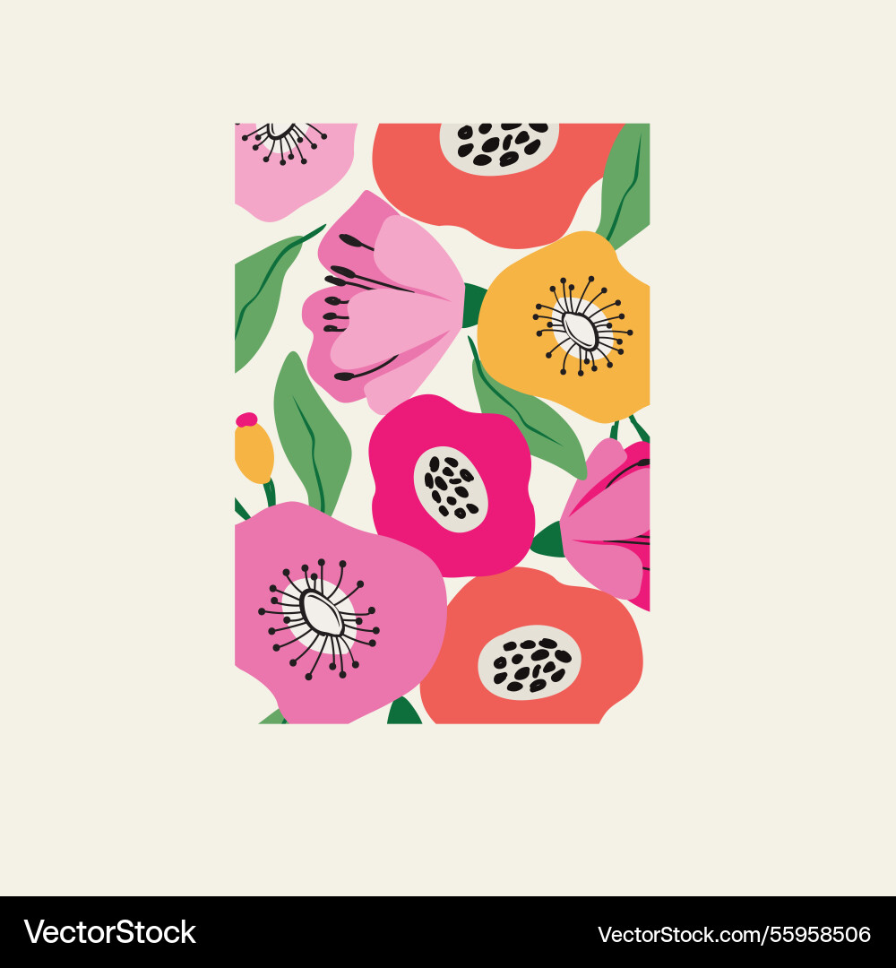 Aesthetic flower pattern phone wallpaper retro Vector Image