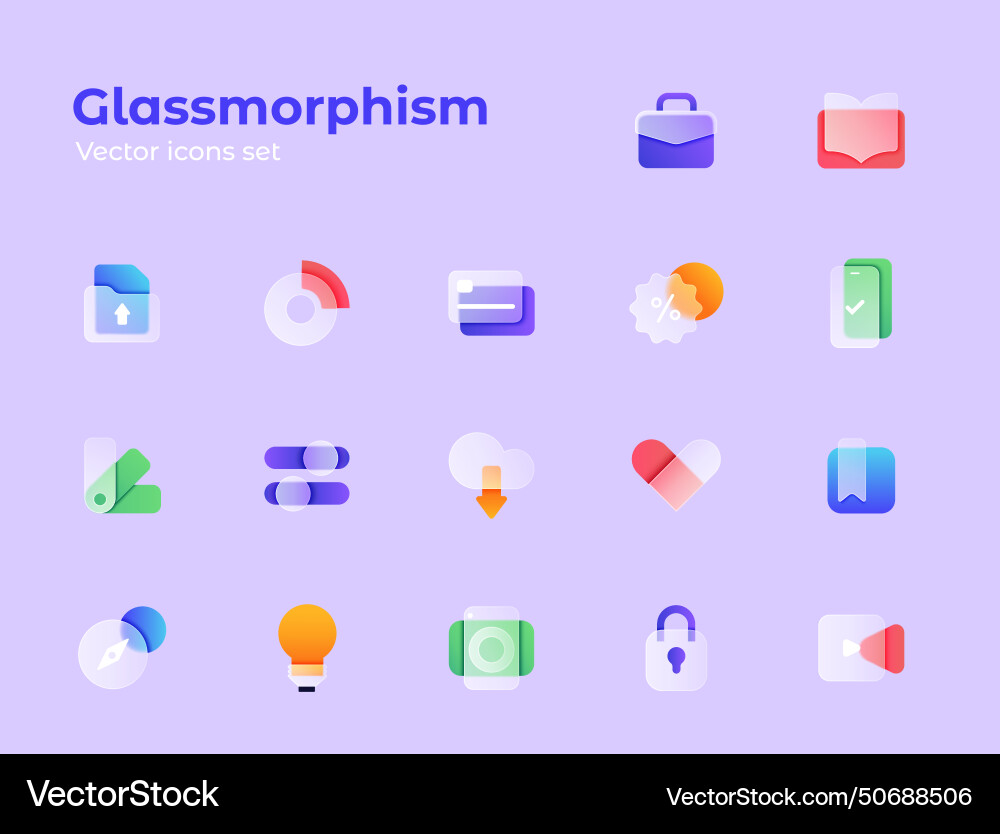 Glassmorphis icons design 2 Royalty Free Vector Image