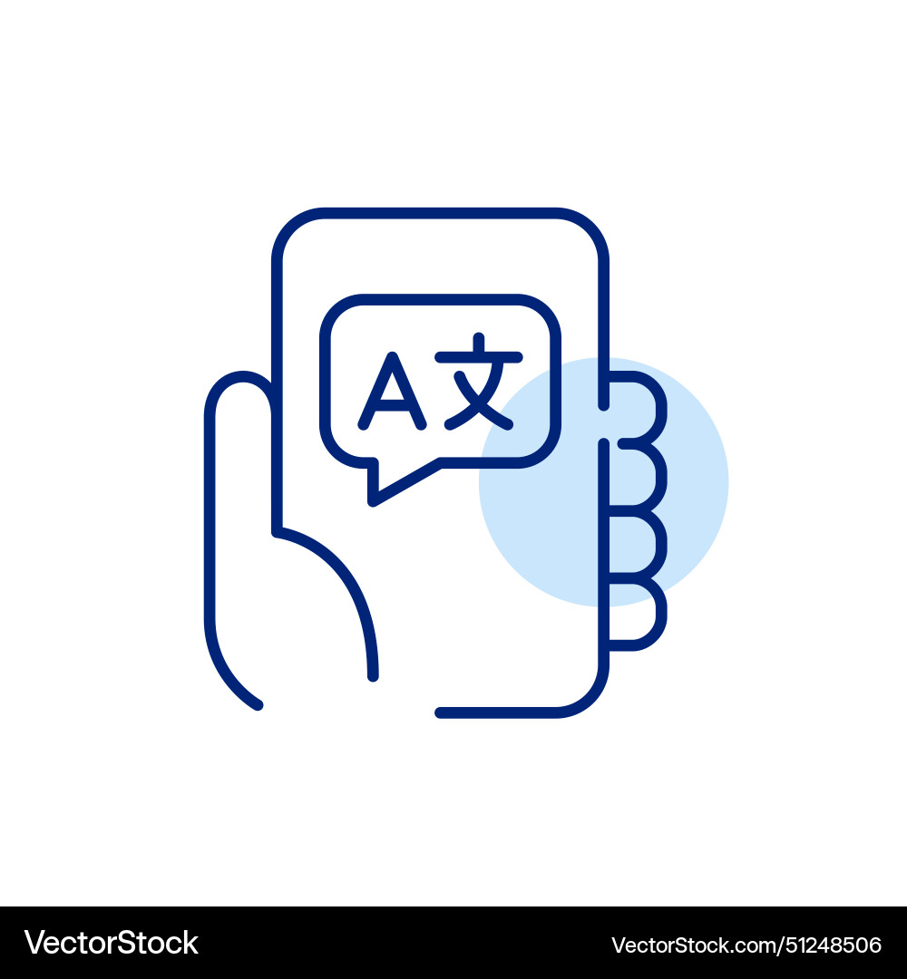 Hand holding smartphone with translation symbols Vector Image