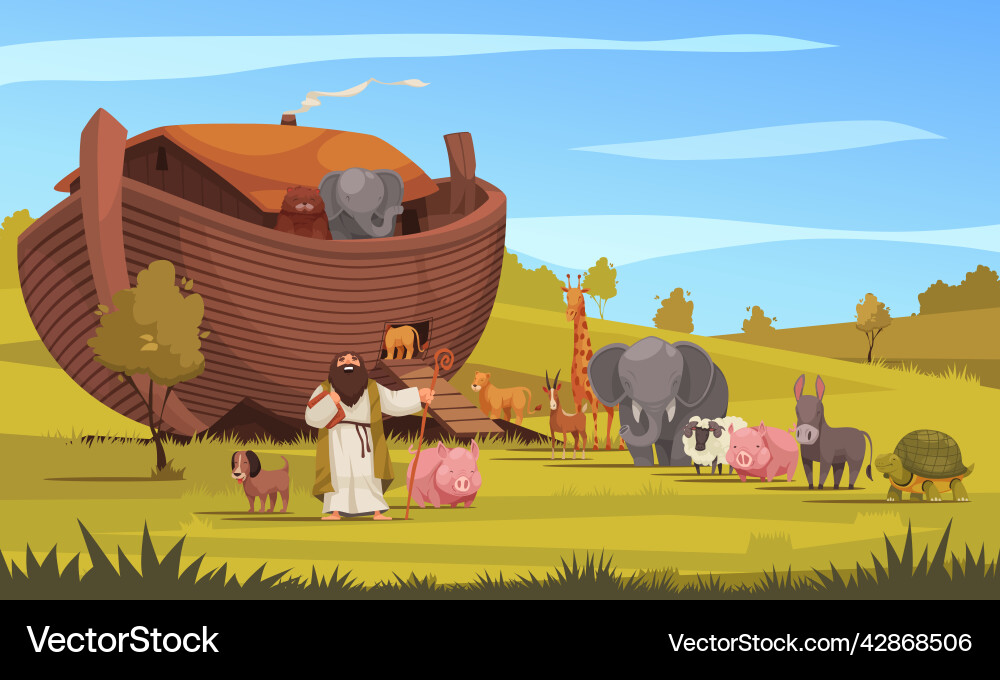 Noah ark cartoon Royalty Free Vector Image - VectorStock