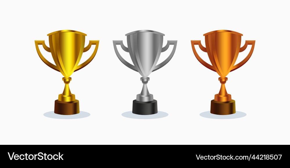 1st 2nd 3rd realistic trophy cup Royalty Free Vector Image