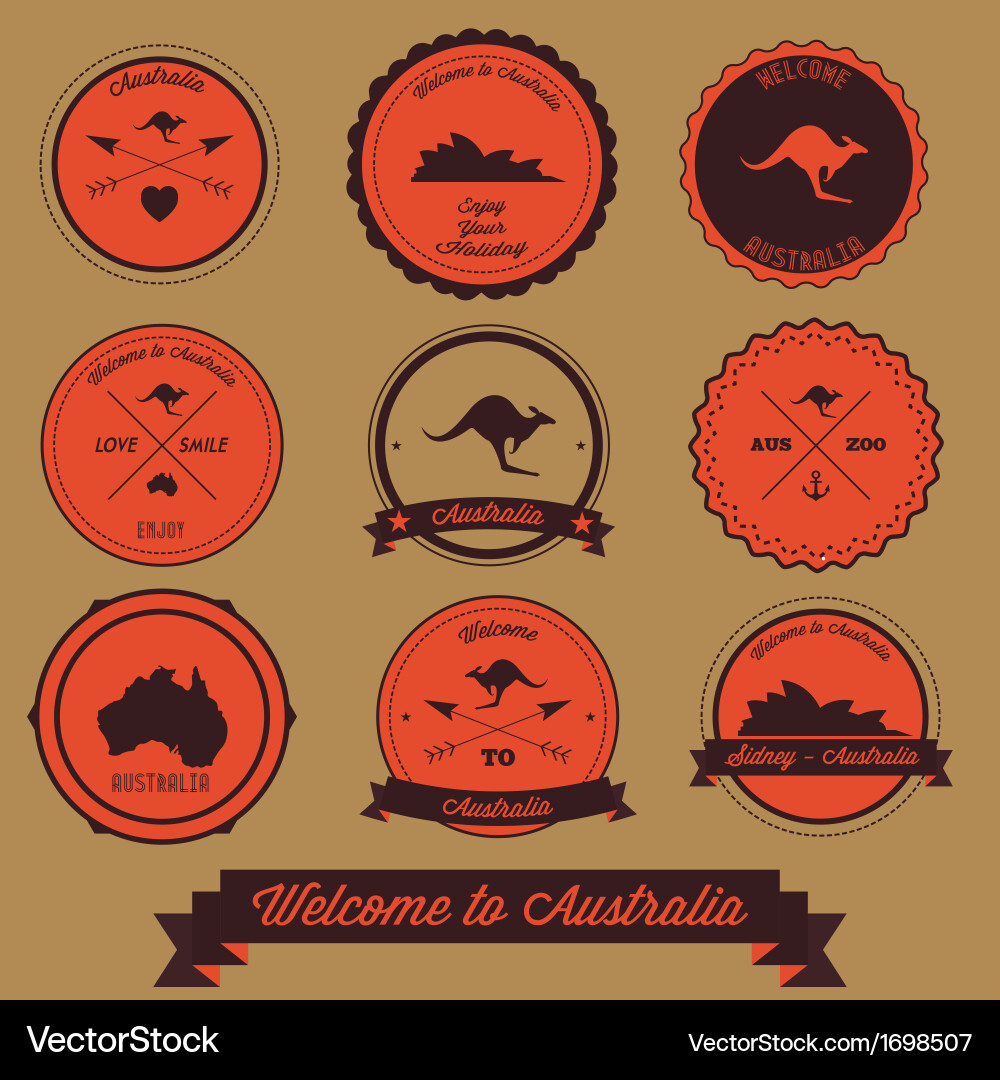 Australia label design Royalty Free Vector Image