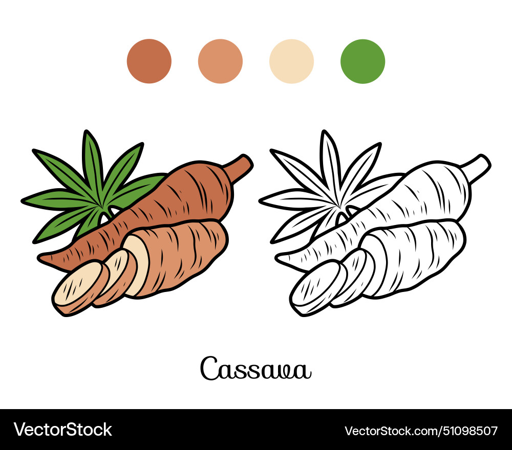 Coloring book for kids cassava Royalty Free Vector Image