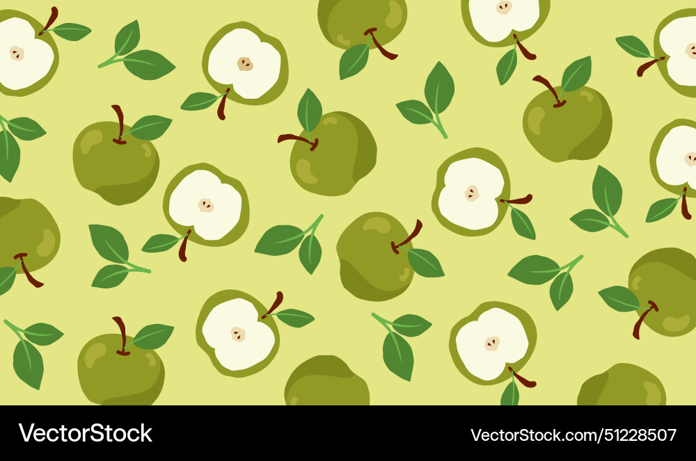 Cute apple fruits pattern background design Vector Image