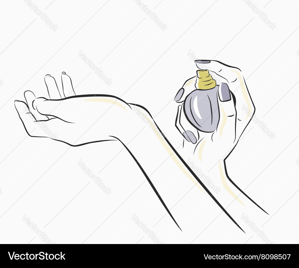 Hands spraying perfume Royalty Free Vector Image