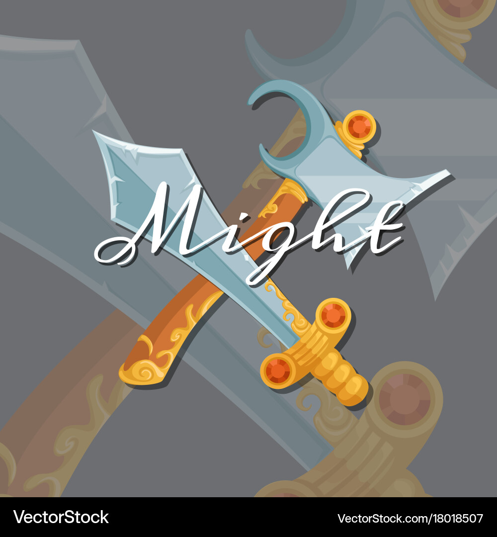 Medieval crossed axe and sword Royalty Free Vector Image