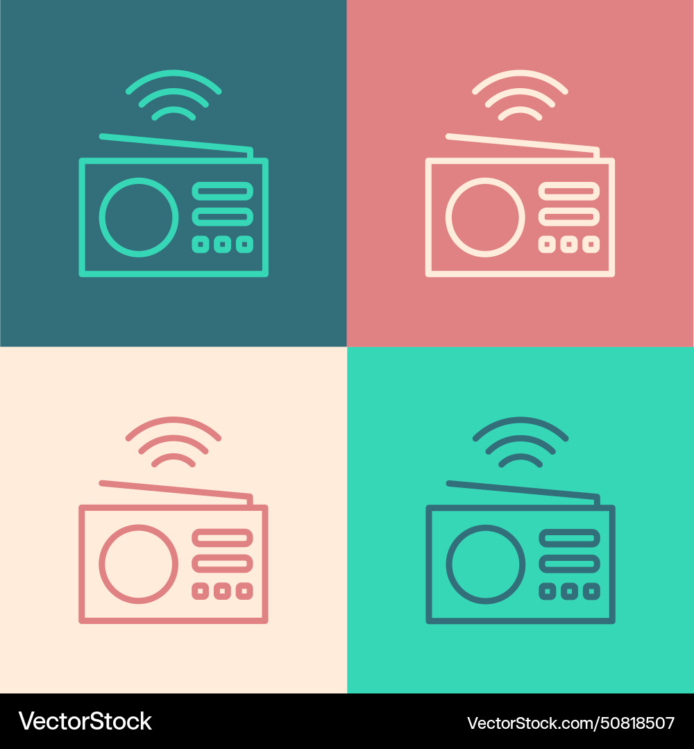 Pop art line smart radio system icon isolated Vector Image