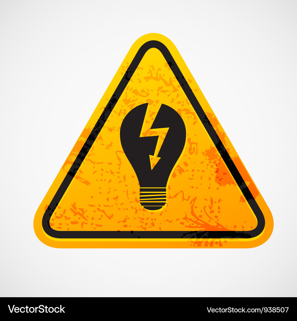 Triangle light bulb sign Royalty Free Vector Image