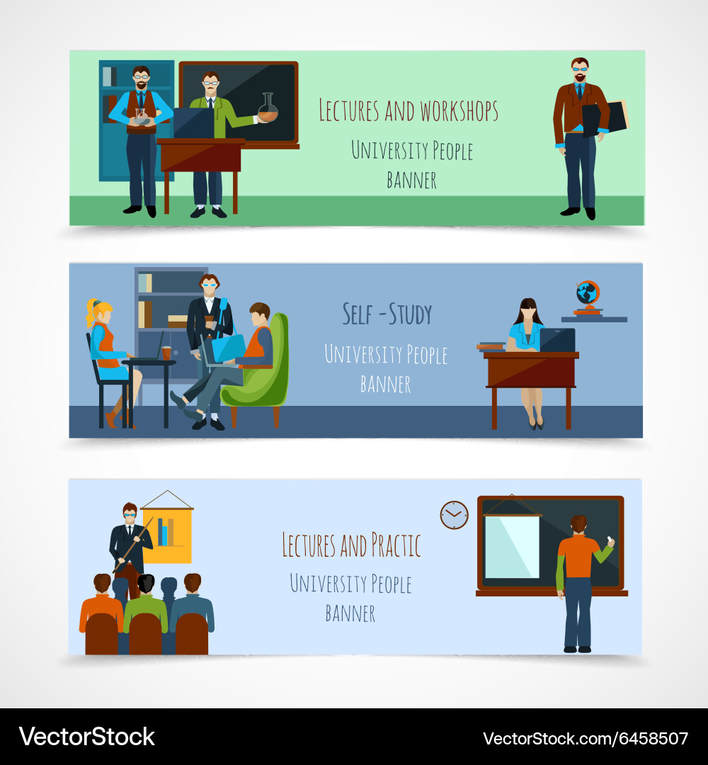 University people banner set Royalty Free Vector Image