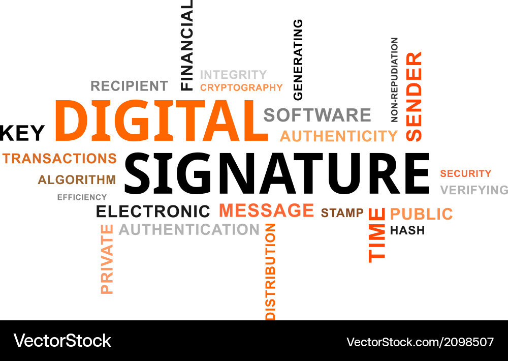 Word cloud digital signature Royalty Free Vector Image