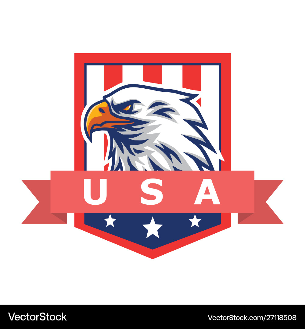 American eagle logo mascot flag background Vector Image