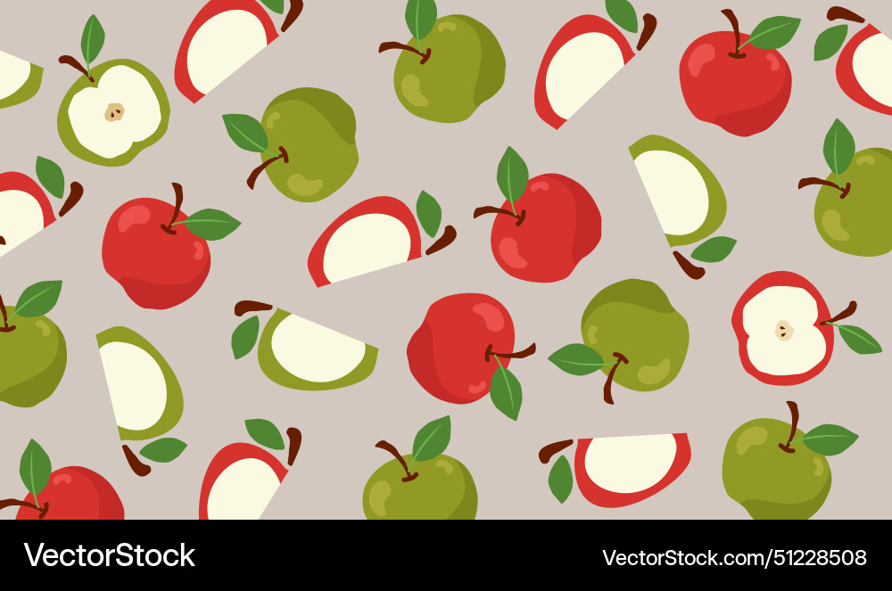 Cute apple fruits pattern background design Vector Image