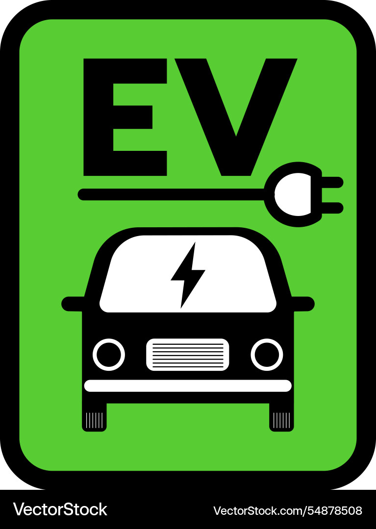Ev charging electric car with plug icon Royalty Free Vector