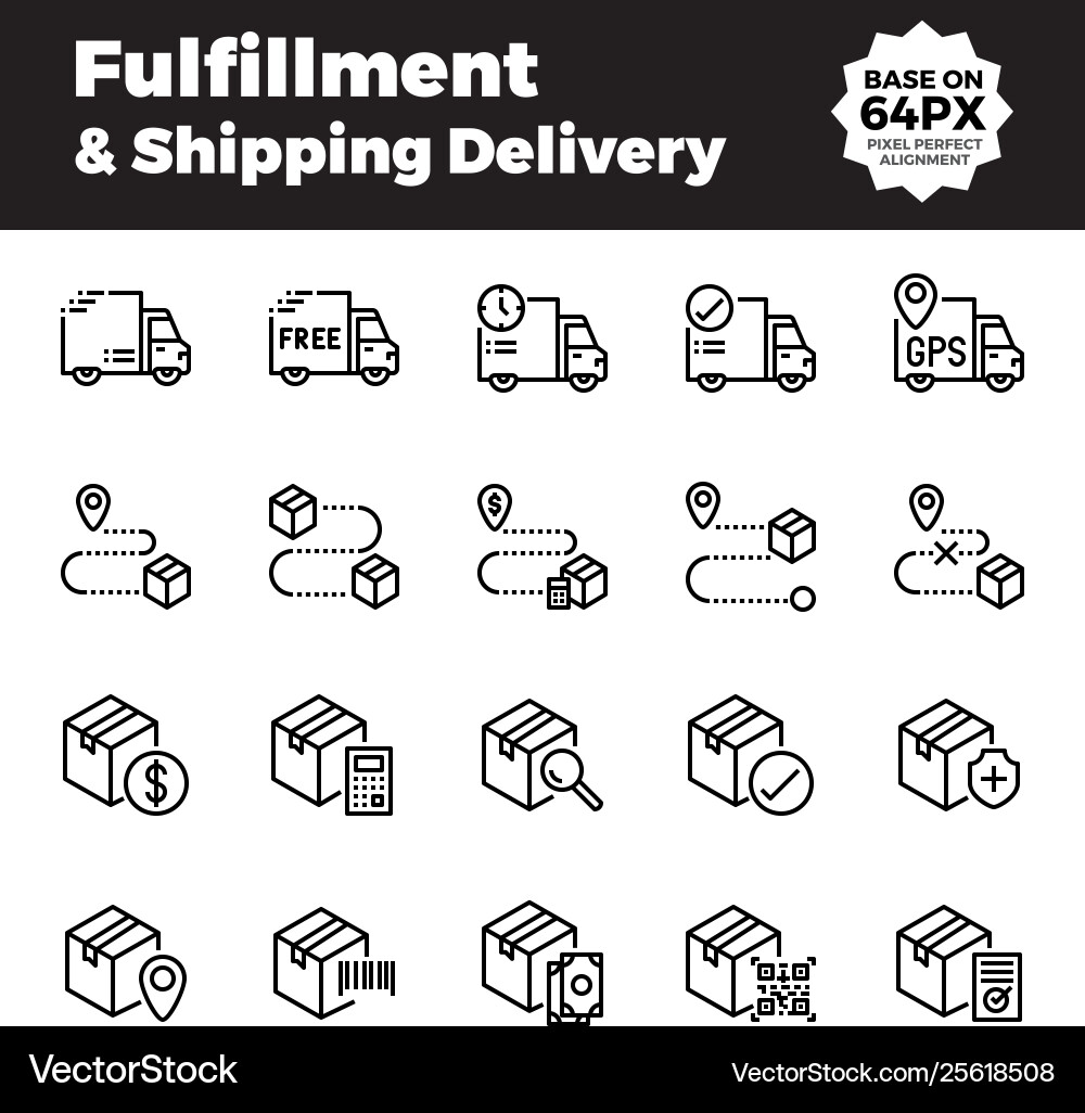 Fulfillment und Versand Kontur Icons Lizenzfreier Vektor